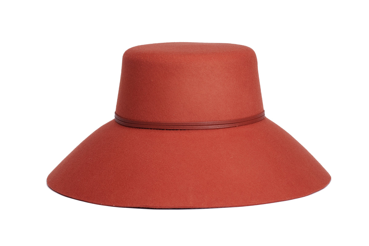 The Jolie – Burnt Orange Virgin Wool Wide-Brim Hat | ASN Hats